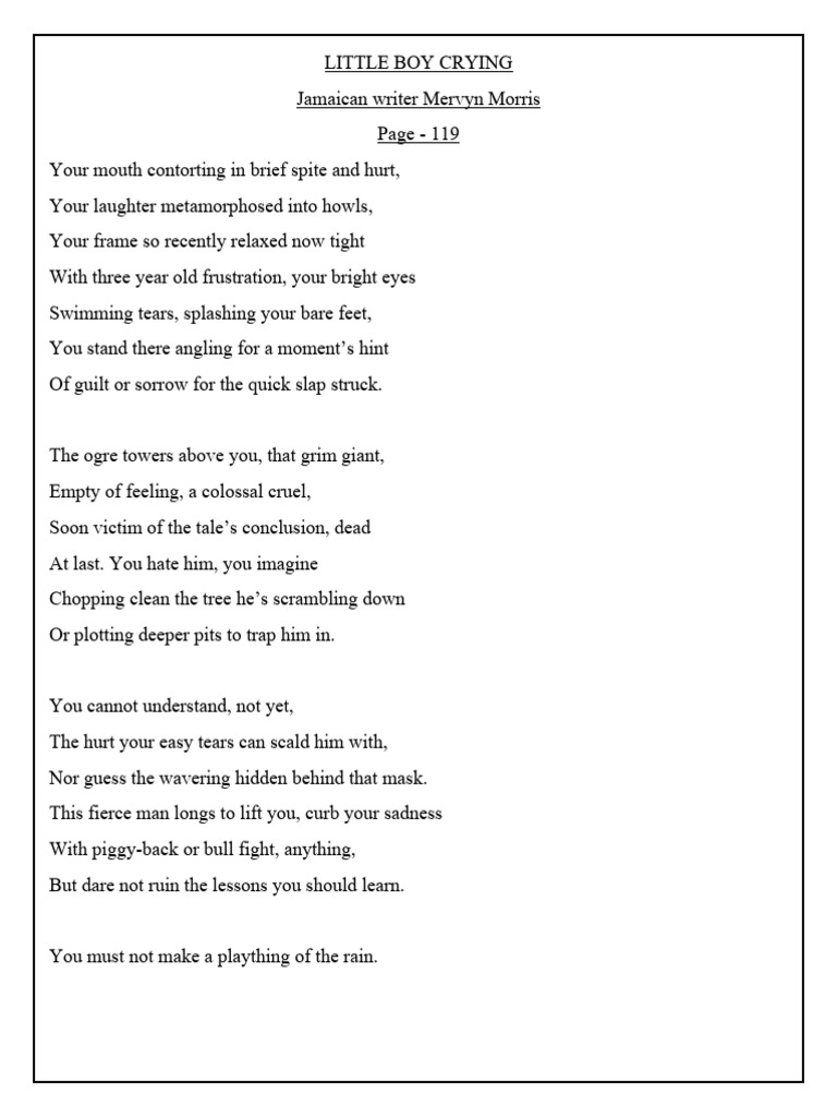 Literature Poem Little Boy Cry | PDF | Laughter | Feeling