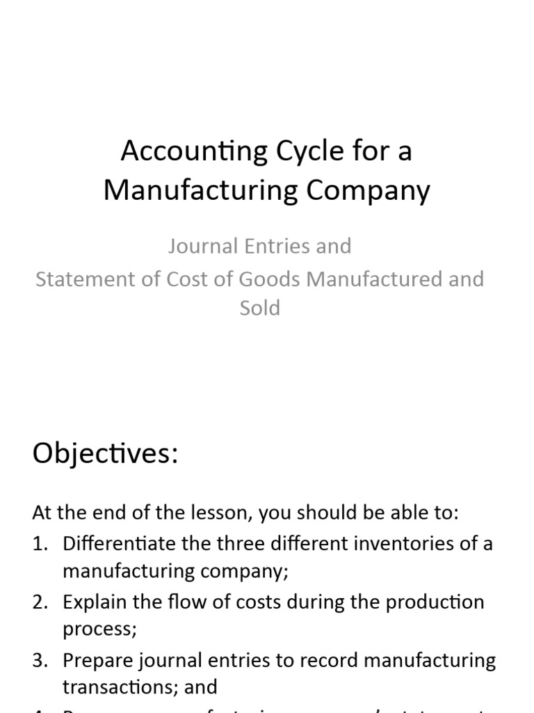 Manufacturing Accounting Cycle Guide | PDF