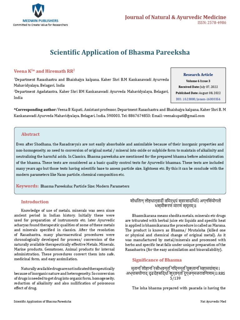 Scientific Application of Bhasma Pareeksha | PDF | Electron | Solubility