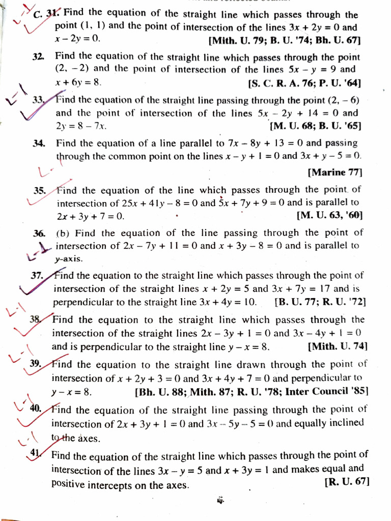 Point Of Intersection And Concurrency Of Lines 10 Nov 2022 Pdf Line Geometry Perpendicular