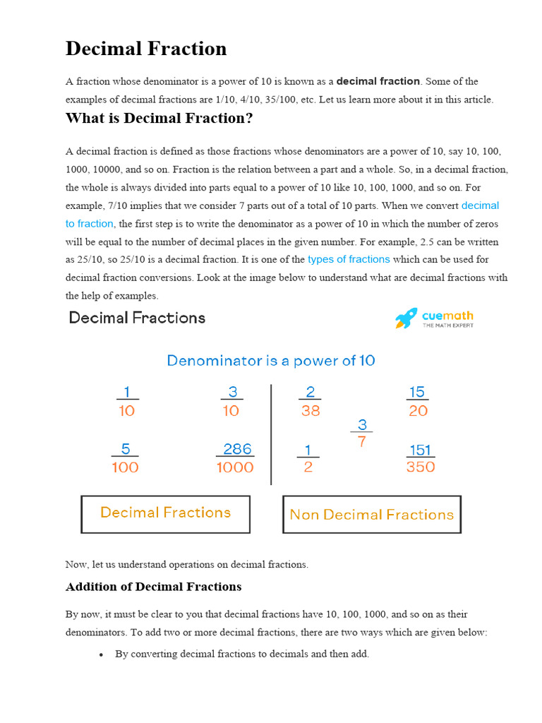 Decimal Fraction | PDF
