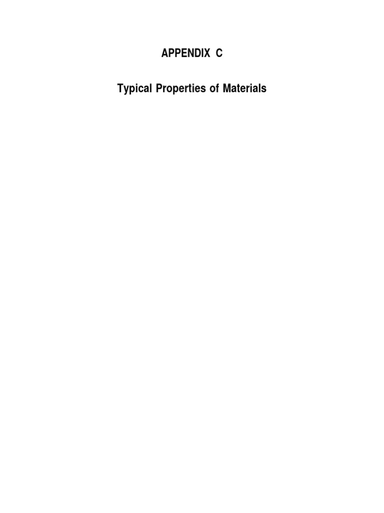 APPENDIX C Typical Properties of Materials | Download Free PDF ...