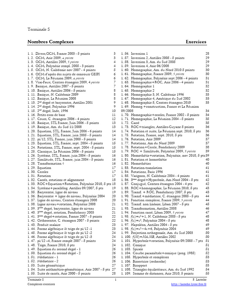 Exercices Complexes | PDF | Nombre complexe | Triangle