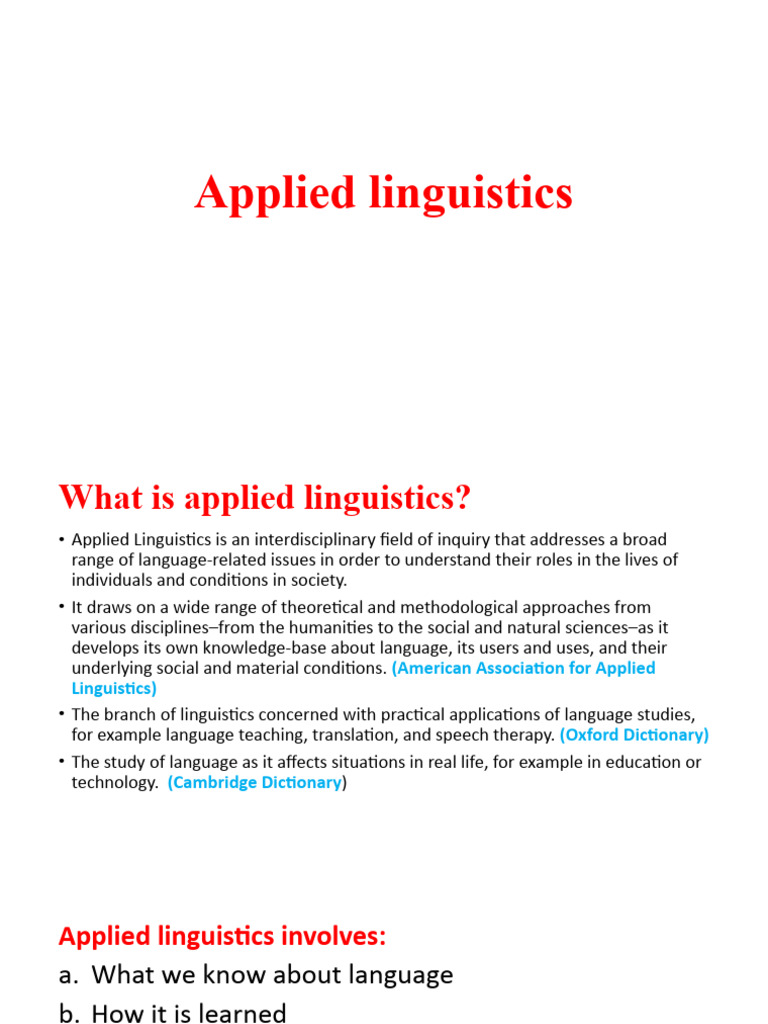 Applied Linguistics-Unit 1 | PDF