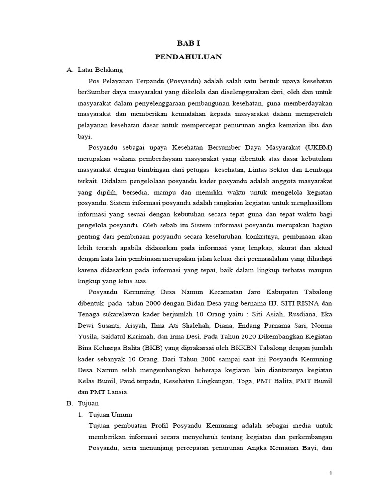 Profil Posyandu Kemuning Desa Namun | PDF