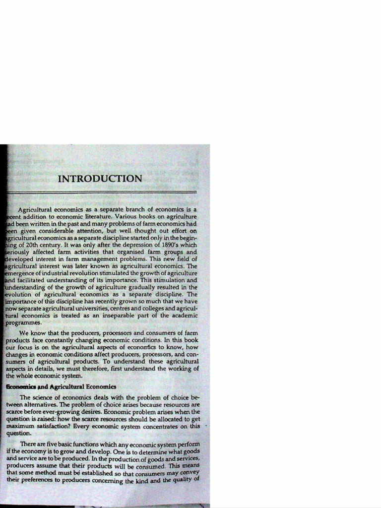An Introduction To Agricultural Economices (3-9) | PDF