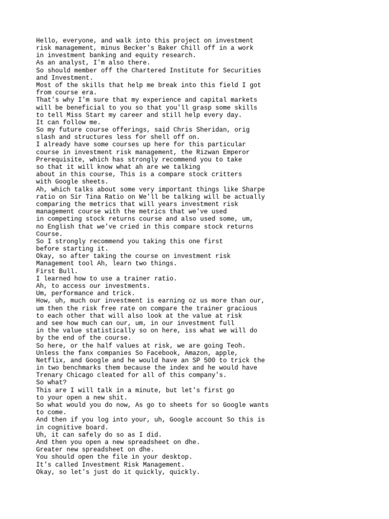 Introduction To Risk - Transcript | PDF | Career & Growth | Business