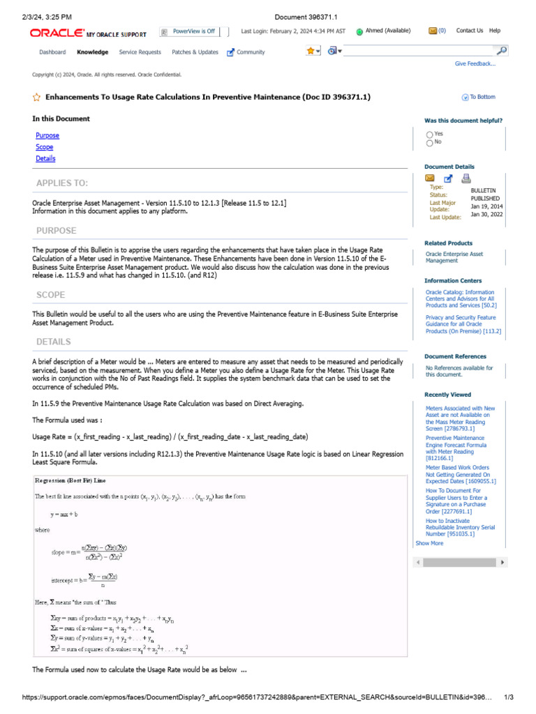 Usage Rate Calculations in Preventive Maintenance | PDF