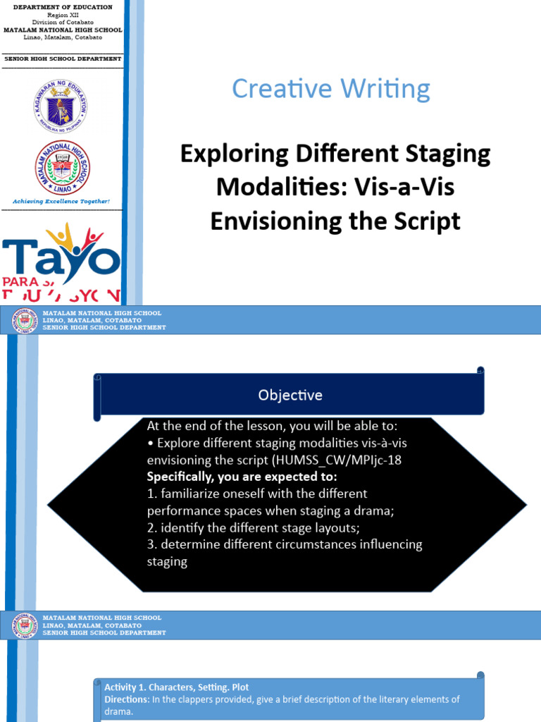 Creative Writing: Exploring Different Staging Modalities: Vis-a-Vis ...