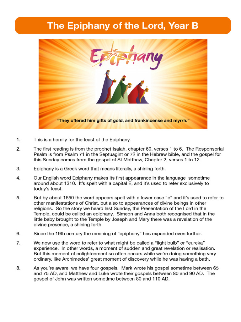 Homily For The Epiphany of The Lord Year B | PDF