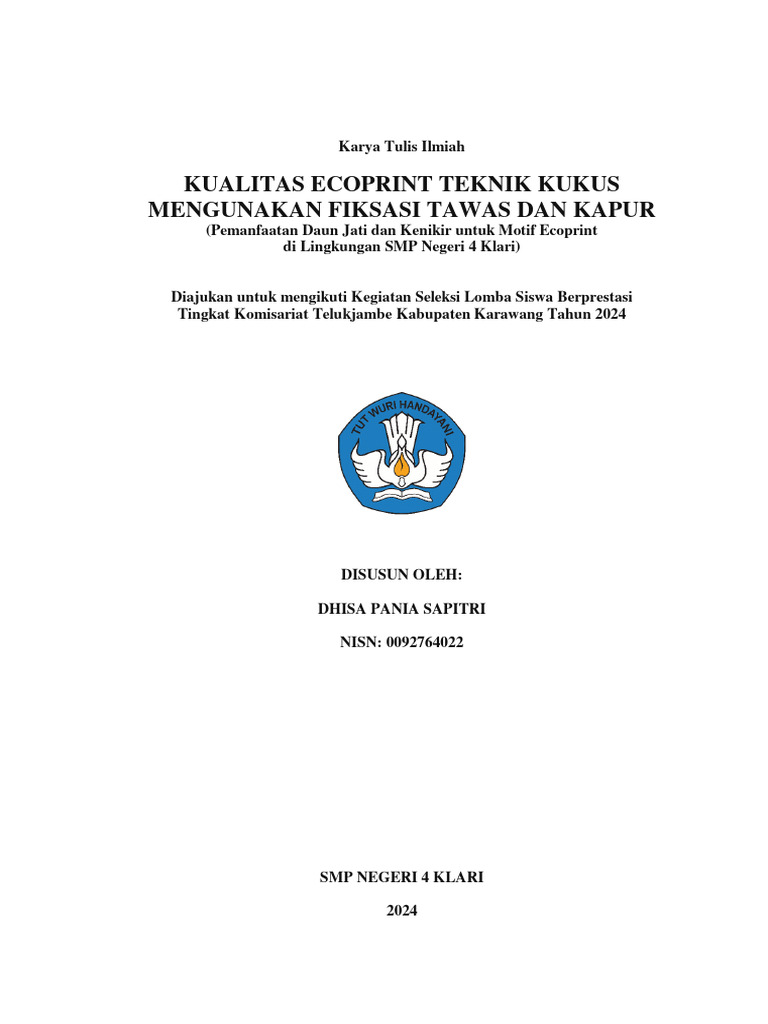 Karya - Tulis - Siswa - Halaman Awal | PDF | Griya & Taman | Seni