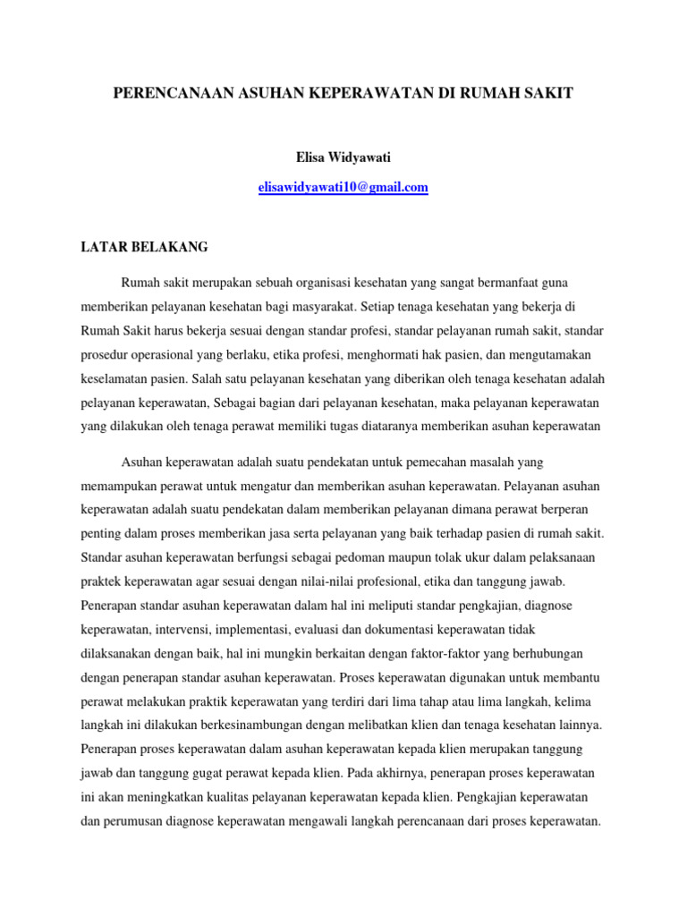 Perencanaan Asuhan Keperawatan di RS | PDF