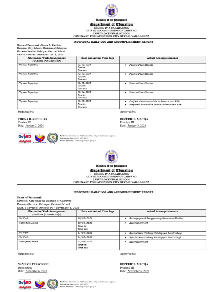 Accomplishment Report Format | PDF