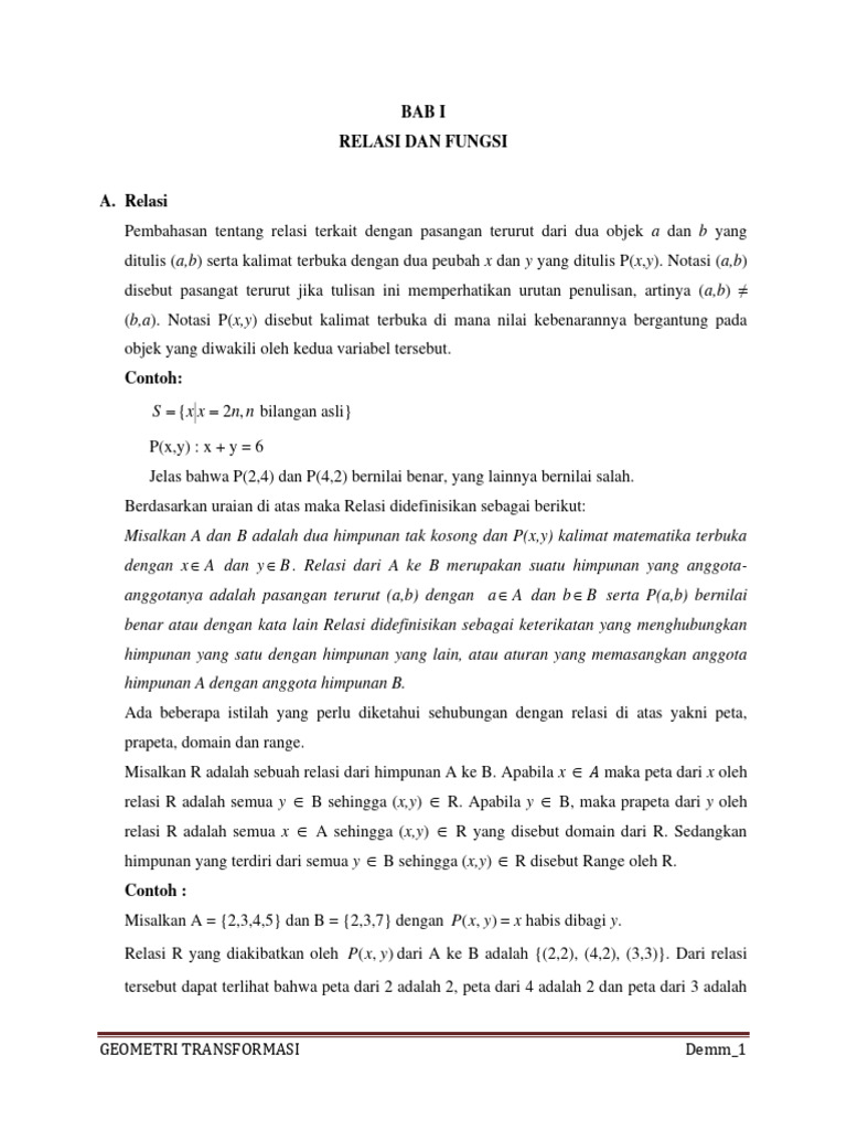 Relasi dan Fungsi dalam Geometri | PDF