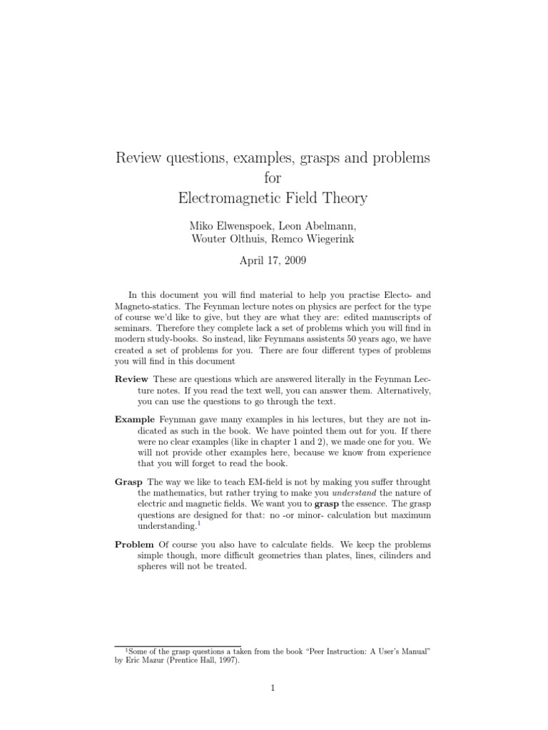Feynman Problems EM | PDF | Dielectric | Capacitor