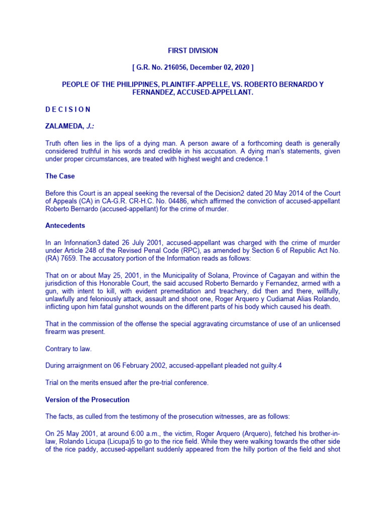 Appeal Decision on Roberto Bernardo's Murder Conviction | PDF | Murder ...