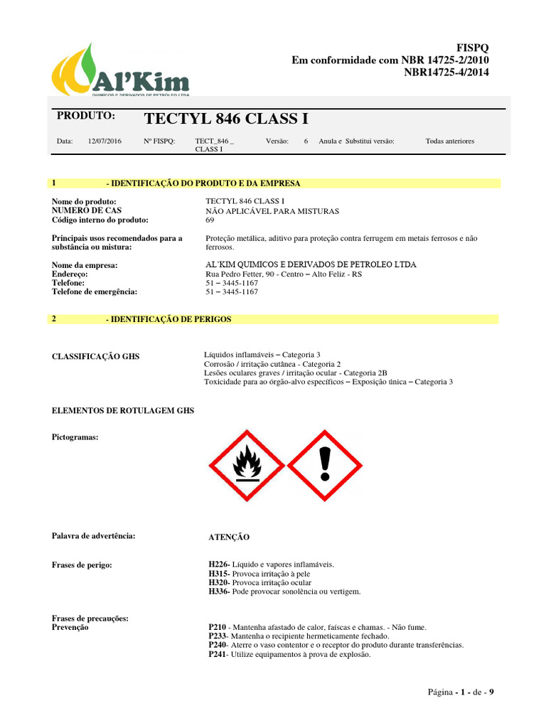 Tectyl 846 Class I_jul16 | PDF