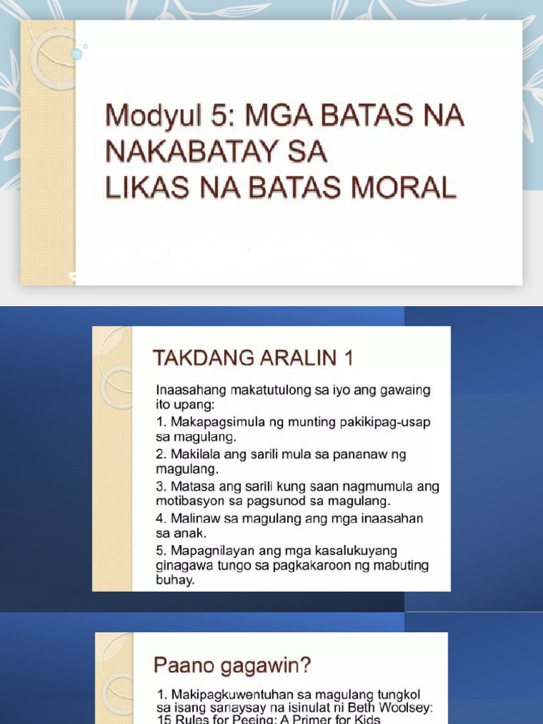 Mga Batas Na Nakabatay Sa Likas Na Batas Moral | PDF