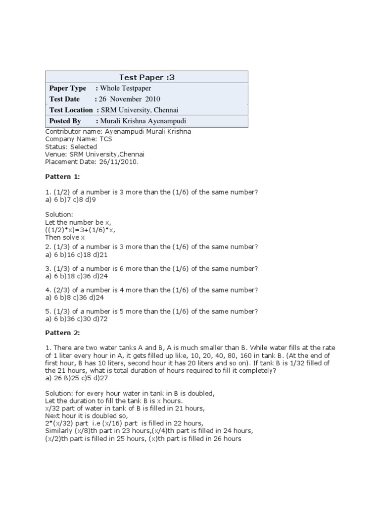 SRM University Placement Test Paper | PDF | Dice | Pound Sterling