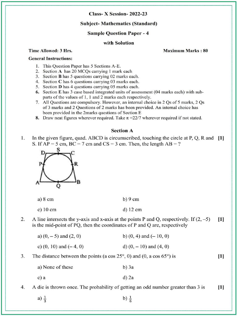 Class X - Maths STD Sp4+soln | PDF