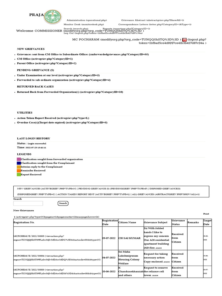 Prajavani Telangana Grievance Portal | PDF