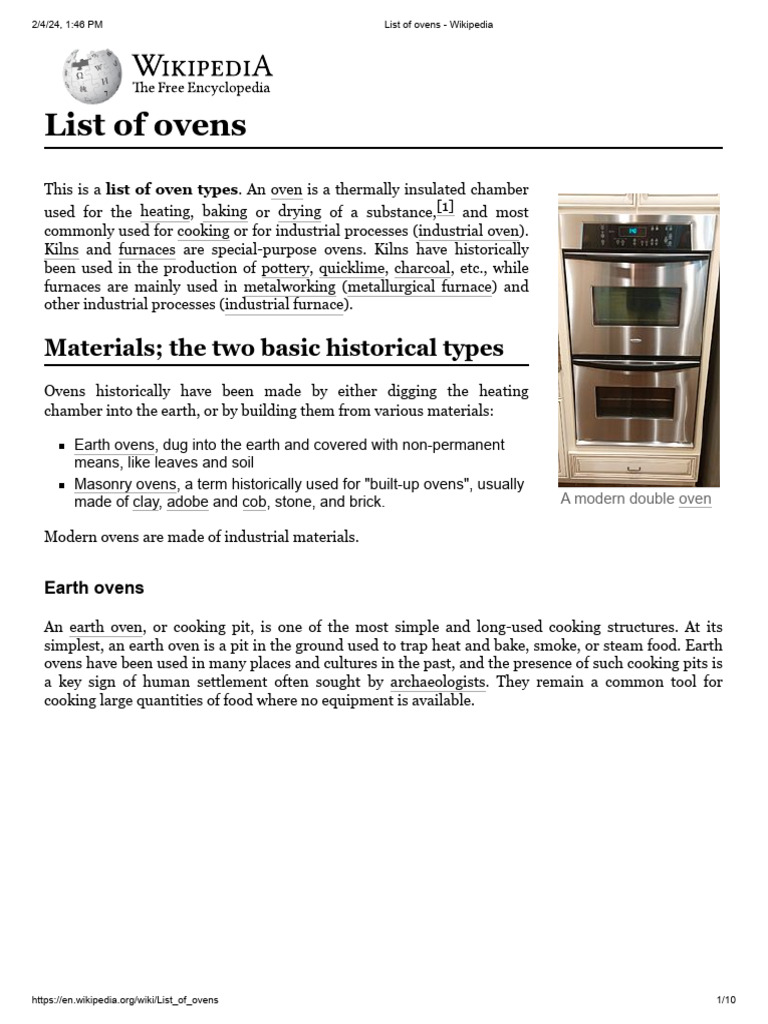 List of Ovens - Wikipedia | PDF | Oven | Kitchen Stove