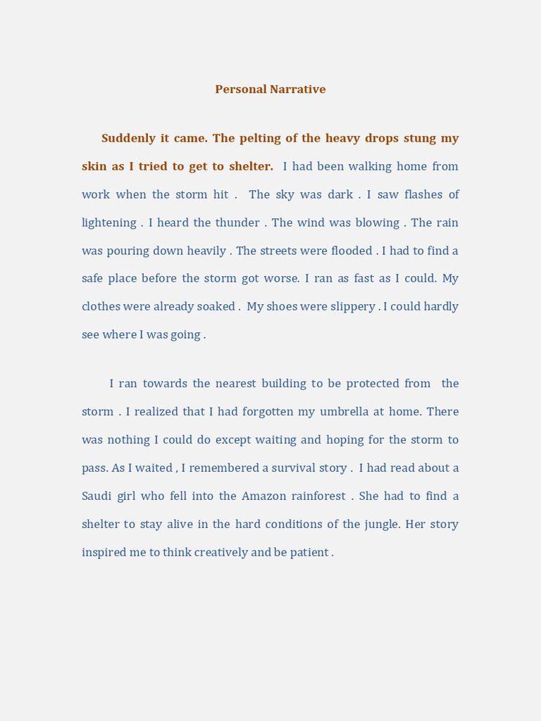 Personal Narrative 2 | PDF