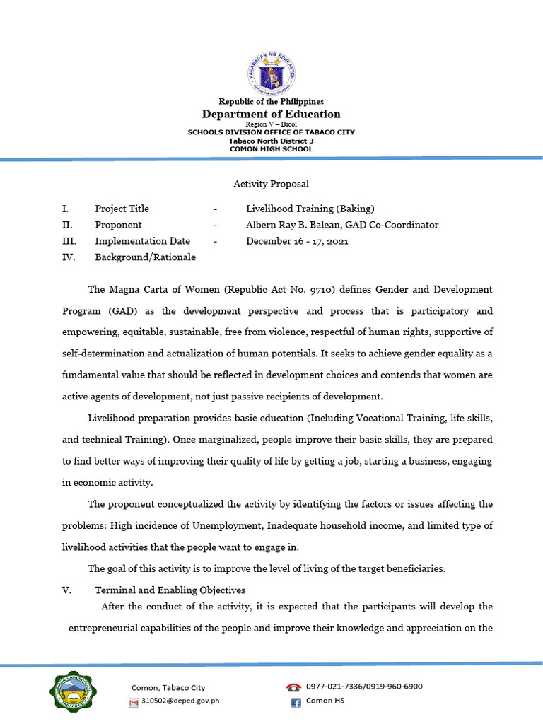 2021 GAD - Livelihood Training | PDF