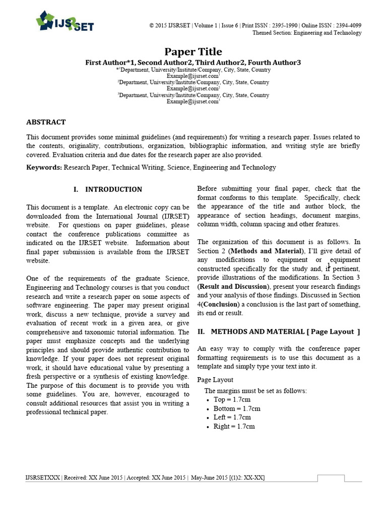 IJSRSET_Paper_Template_A4 | PDF | Typefaces | Paragraph