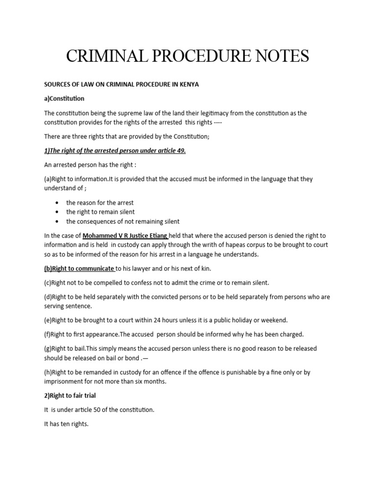 Criminal Procedure Notes | PDF | Bail | Arrest