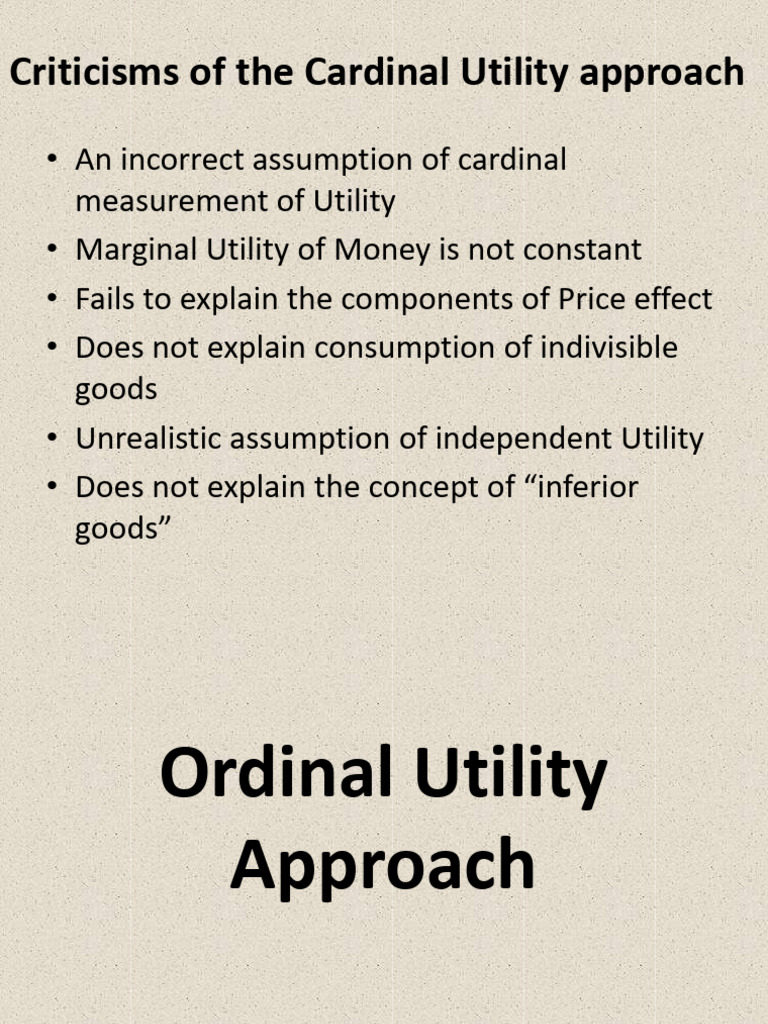 Ordinal Utility For Students | PDF