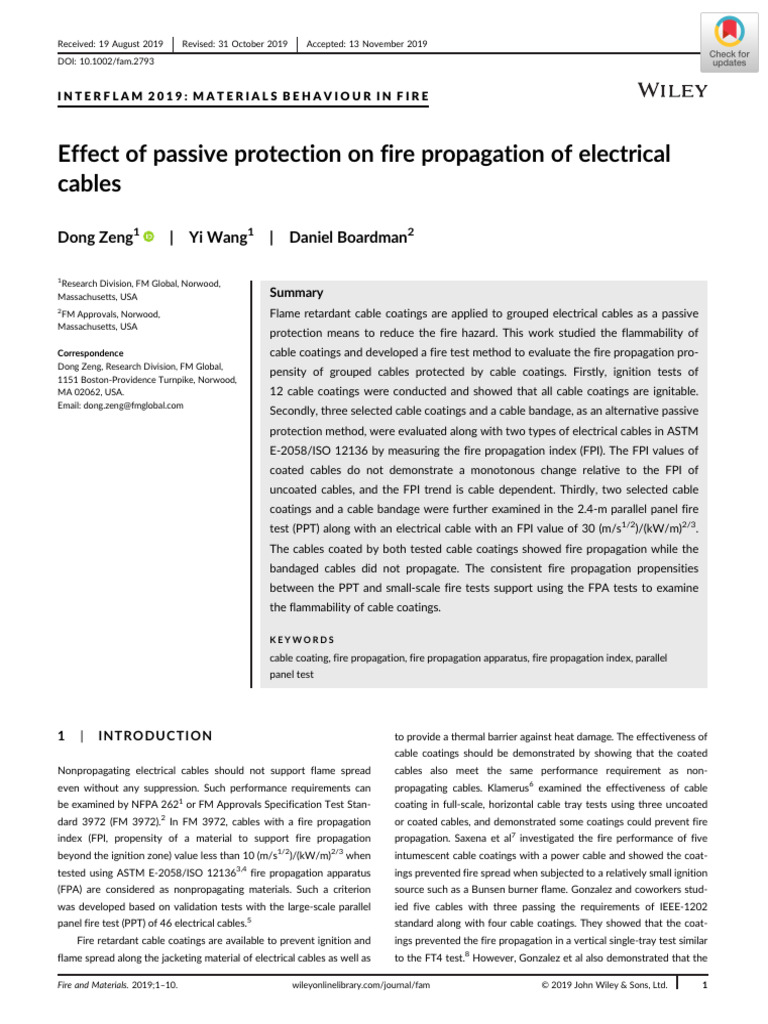 Cable Coatings As A Passive Protection Against Fire Propagation | PDF ...