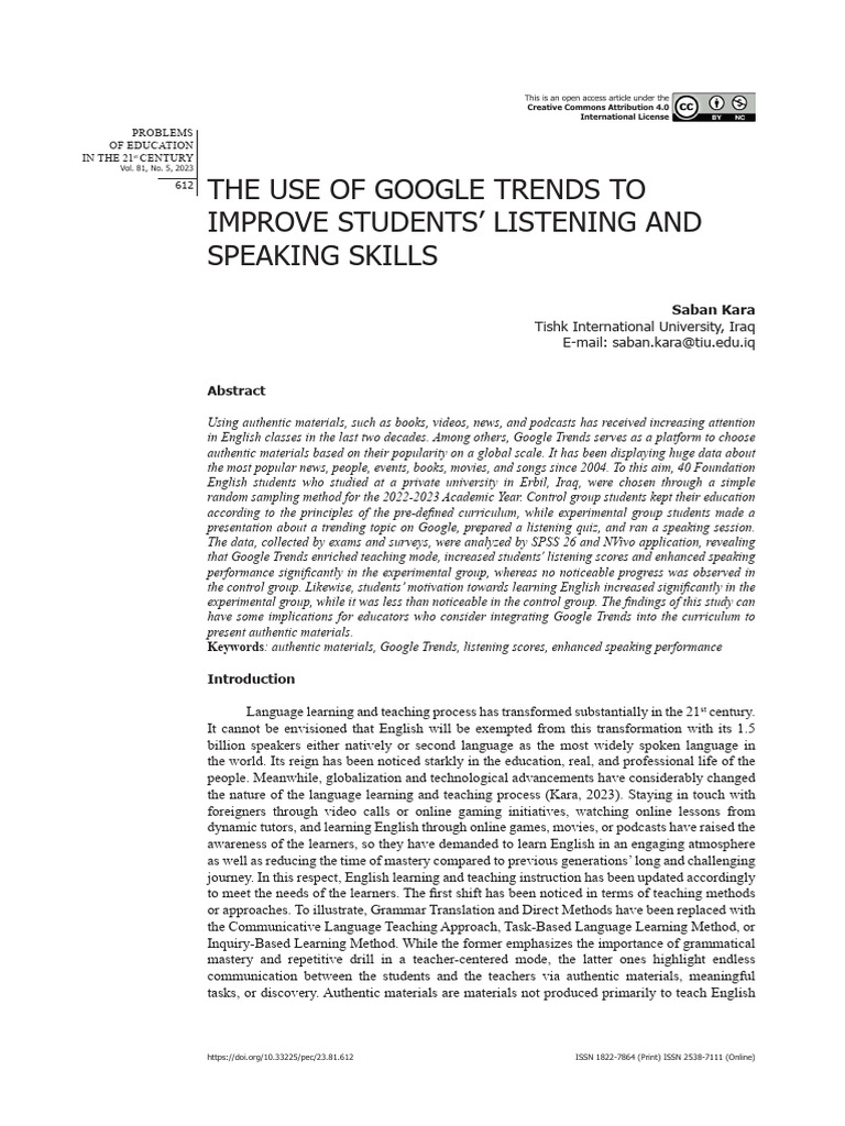 Enhancing English Skills with Google Trends | PDF | Learning