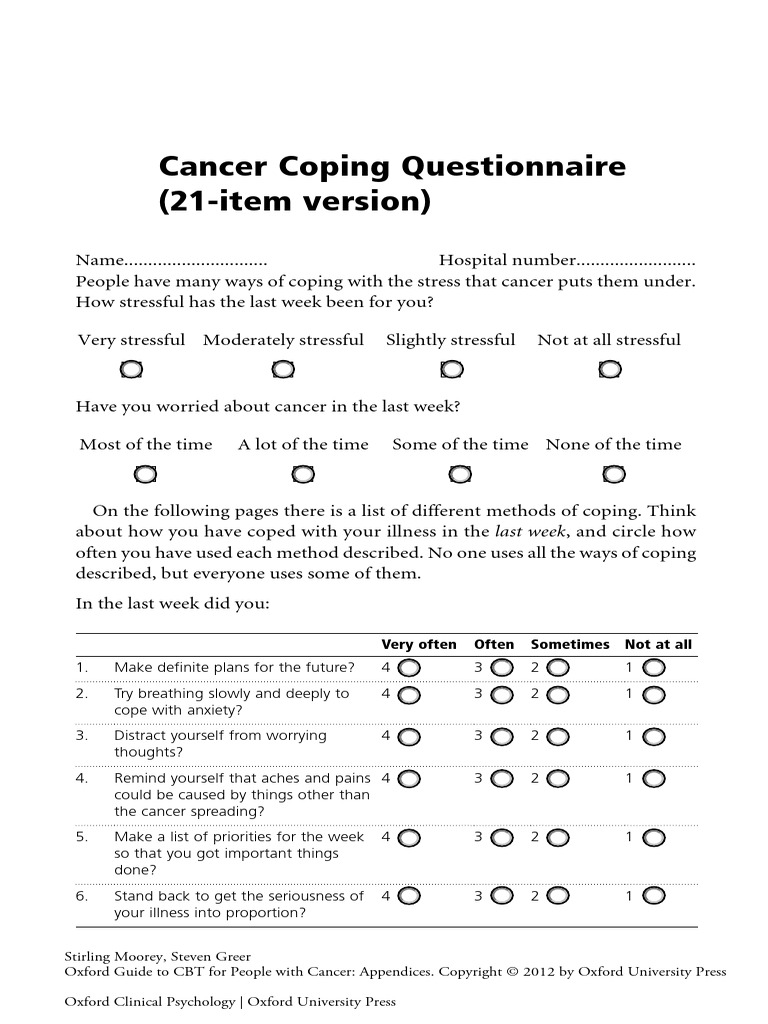 Cancer Coping Questionnaire | PDF | Behavioural Sciences | Mental Health