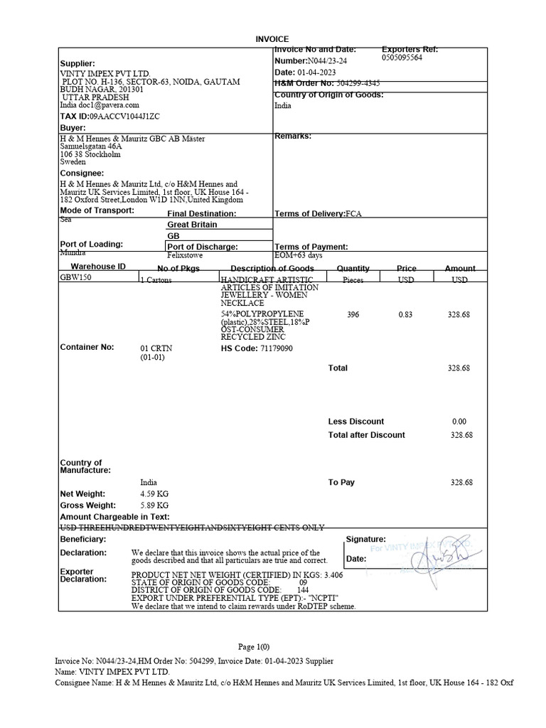 Inv N044-N1885 | PDF | Invoice | Warehouse