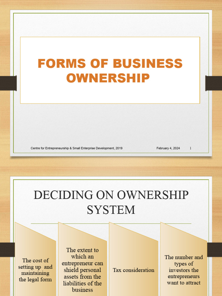 Lecture 7 Forms of Business Ownership | PDF | Franchising | Sole ...