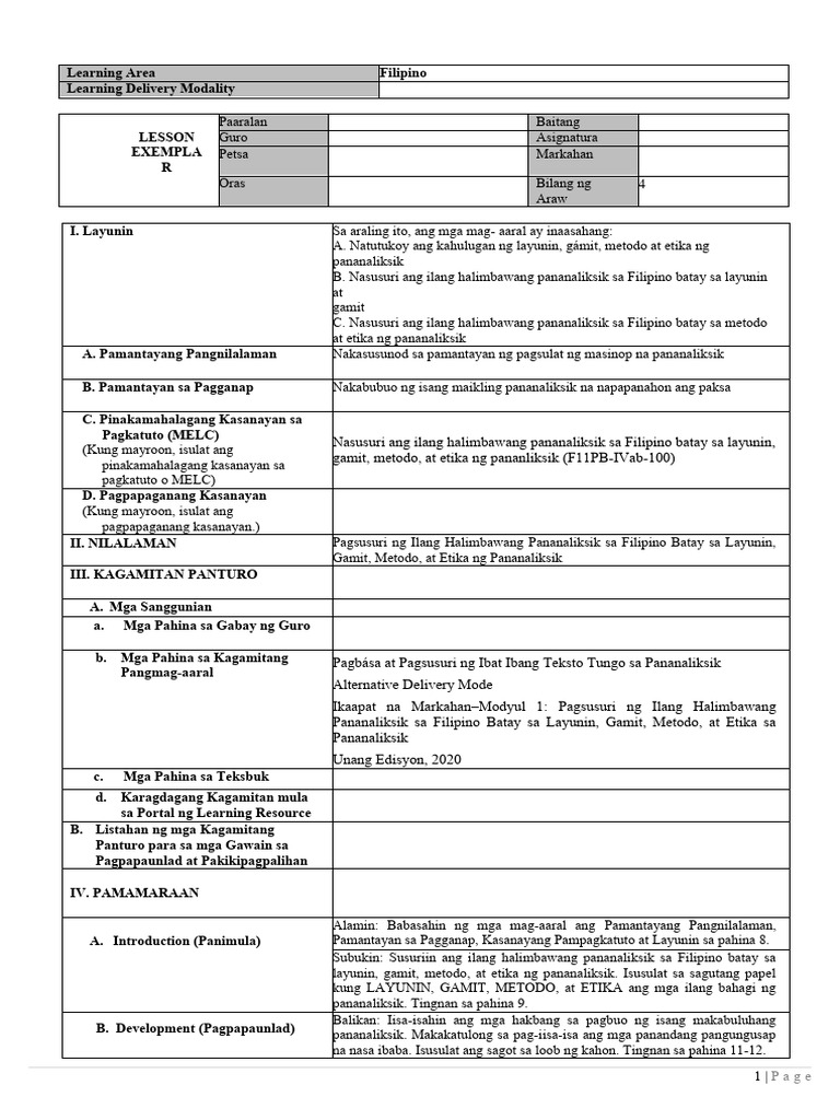 Filipino Week 1 | PDF Filipino Week 1 | PDF