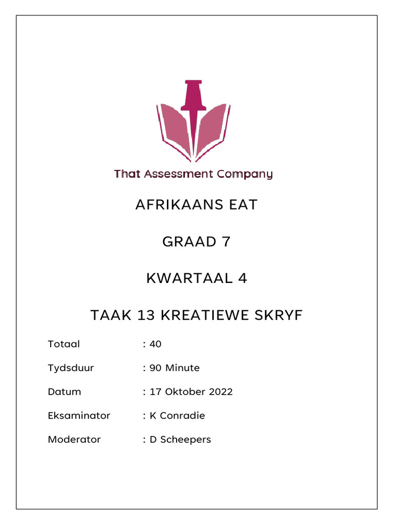Final GR 7 Afr EATKwartaal 4 Taak 13 | PDF