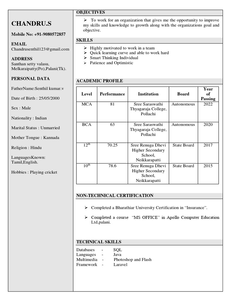 Chandru Resume 2023 | PDF