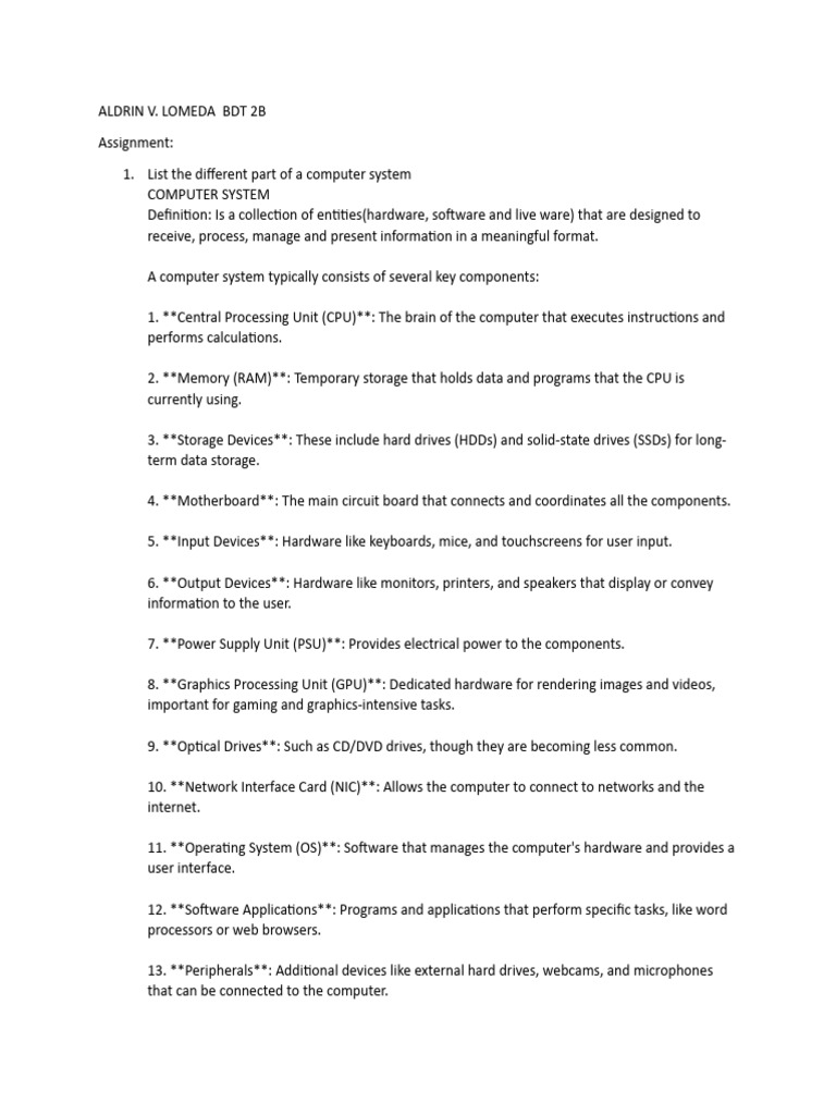 Computer System Components Guide | PDF