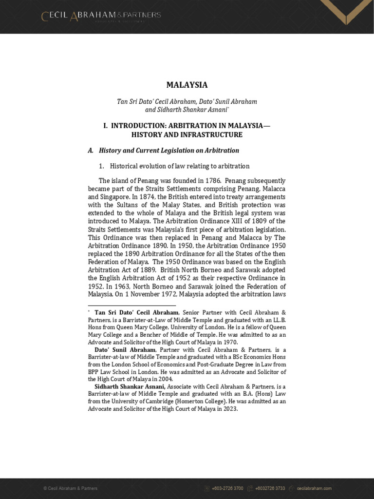 Malaysian Arbitration Guide 2023 1685518903 | PDF | Arbitration | Malaysia