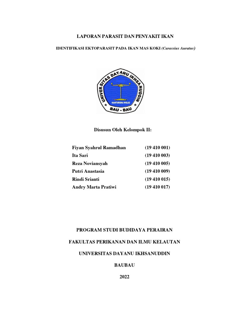 Laporan PRAKTIKUM PARASIT DAN PENYAKIT IKAN | PDF