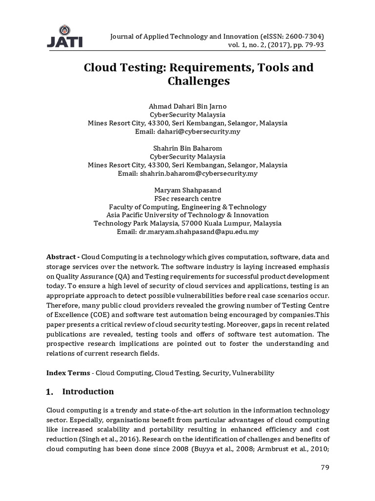2017 Issue2 Paper8 | PDF | Cloud Computing | Software Testing
