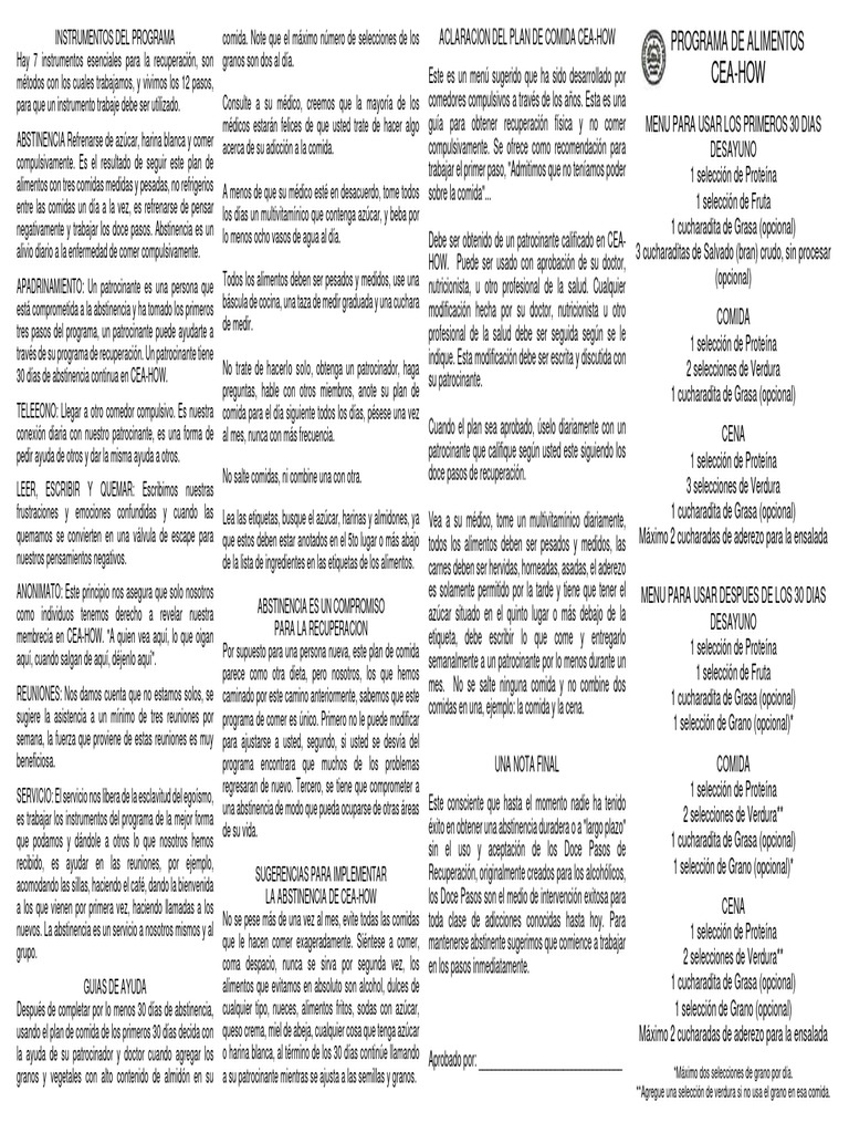 Cea How - Plan de Comida | PDF | Alimentos | Maíz