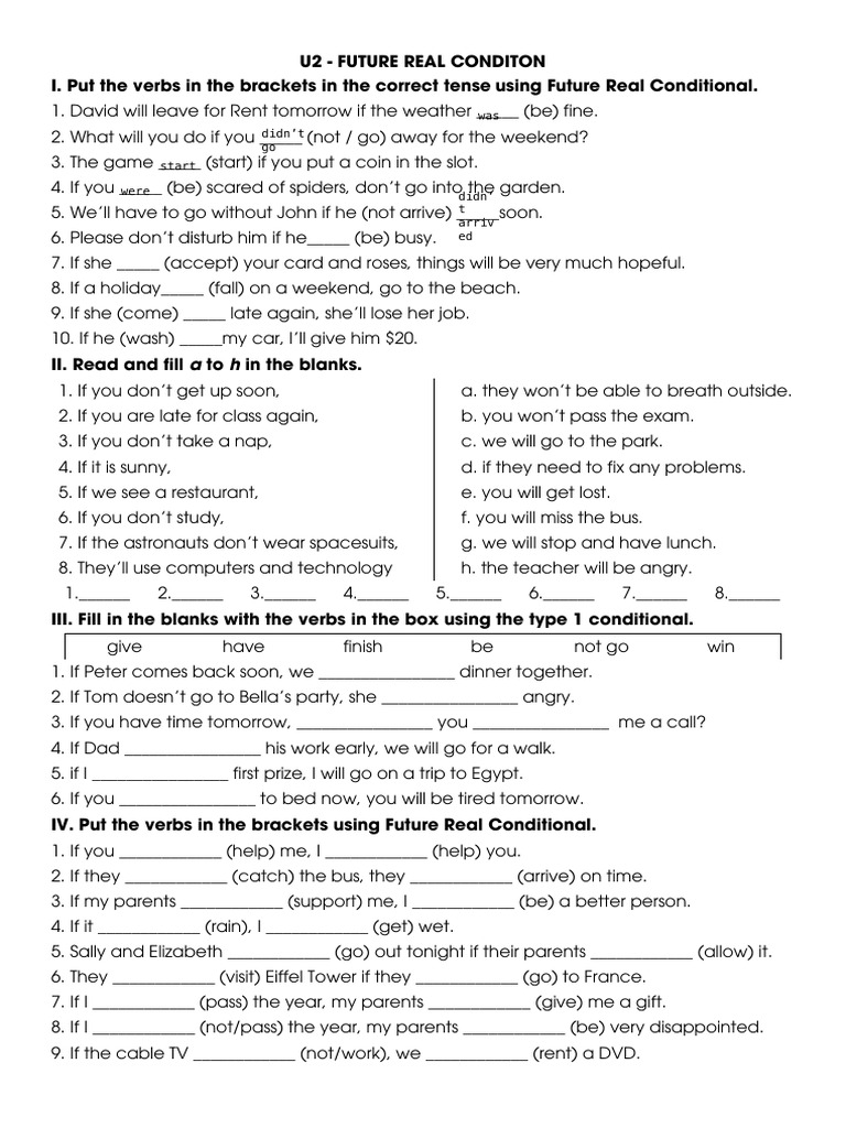 U2- Grammar- Future Real Conditional | PDF