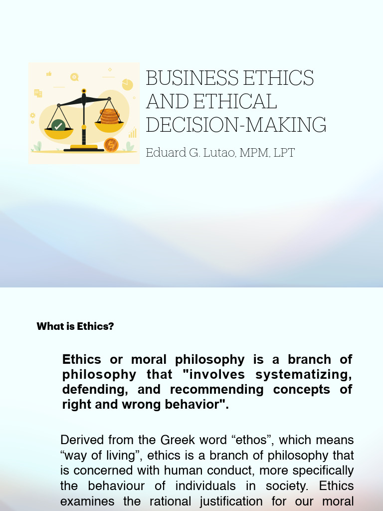 Business Ethics and Ethical Decision Making | PDF | Self-Improvement ...