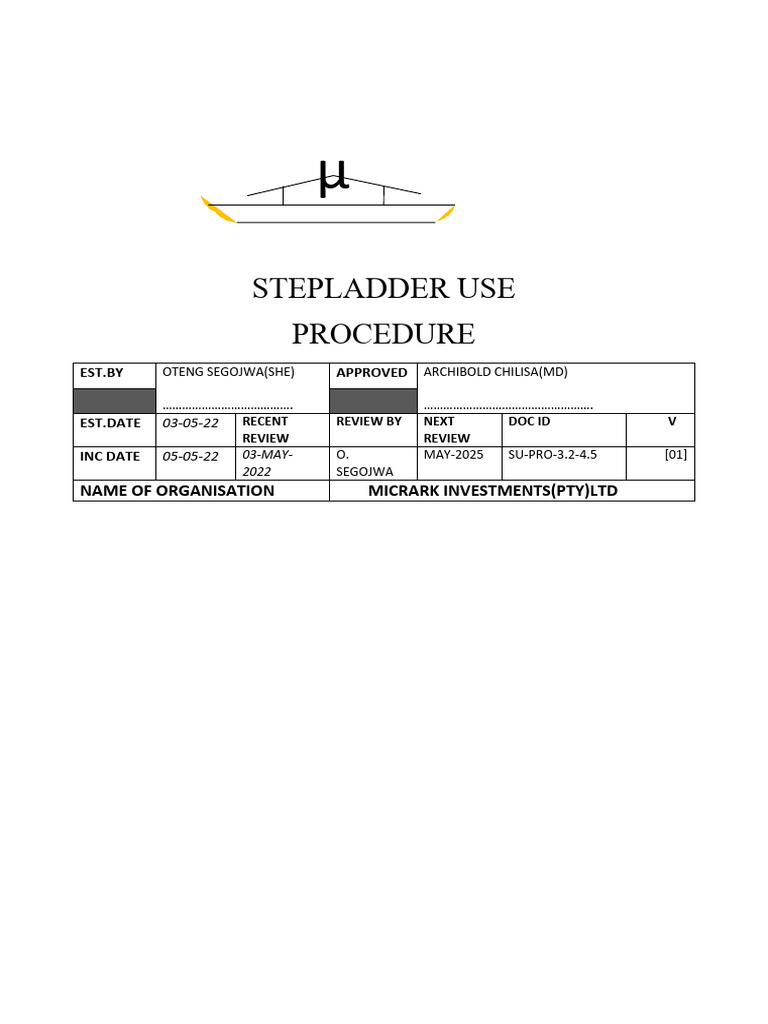 Stepladder Safety Procedure Guide | PDF | Ladder