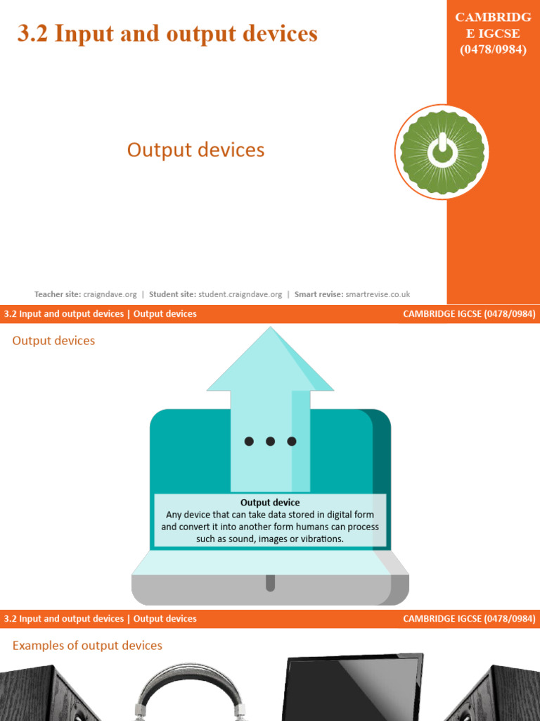 Cambridge Igcse (0478-0984) 3.2 Output Devices | PDF | Printer (Computing) | Liquid Crystal Display