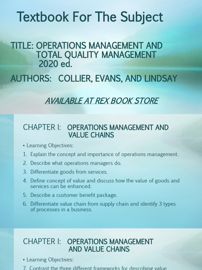 BME Chap 1 | PDF | Operations Management | Supply Chain