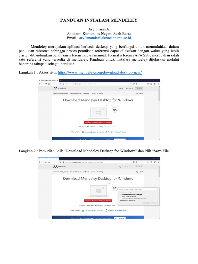 Panduan Instalasi Mendeley | PDF